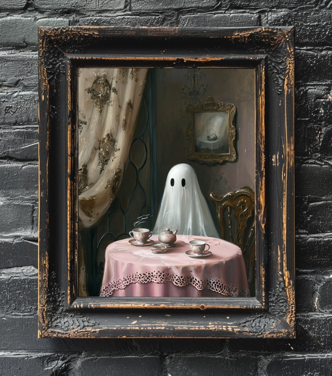 Ghost Tea Party Wall Art Poster, Vintage Wall Art, Dark Academia Gothic ...