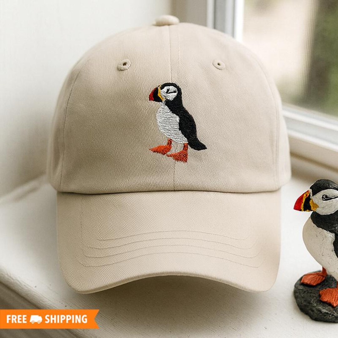 Puffin Embroidered Adjustable Relaxed Fit Hat, Puffin Hat, Puffin Lover ...