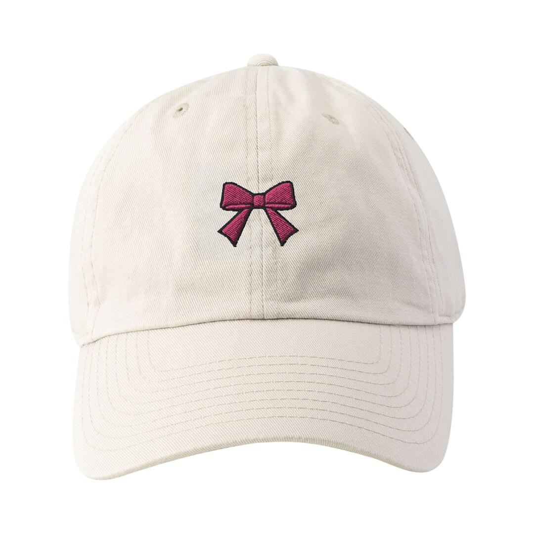 Cute Bow Minimal Embroidered Adjustable Relaxed Fit Hat, Bow Baseball ...