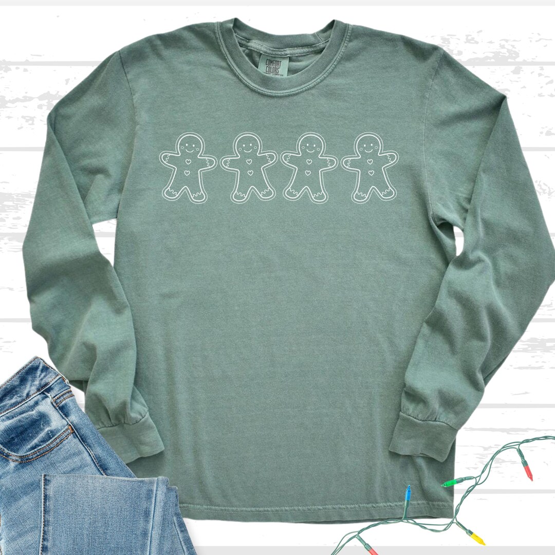 Gingerbread Man Long Sleeve Comfort Colors Shirt, Gingerbread Man Shirt ...