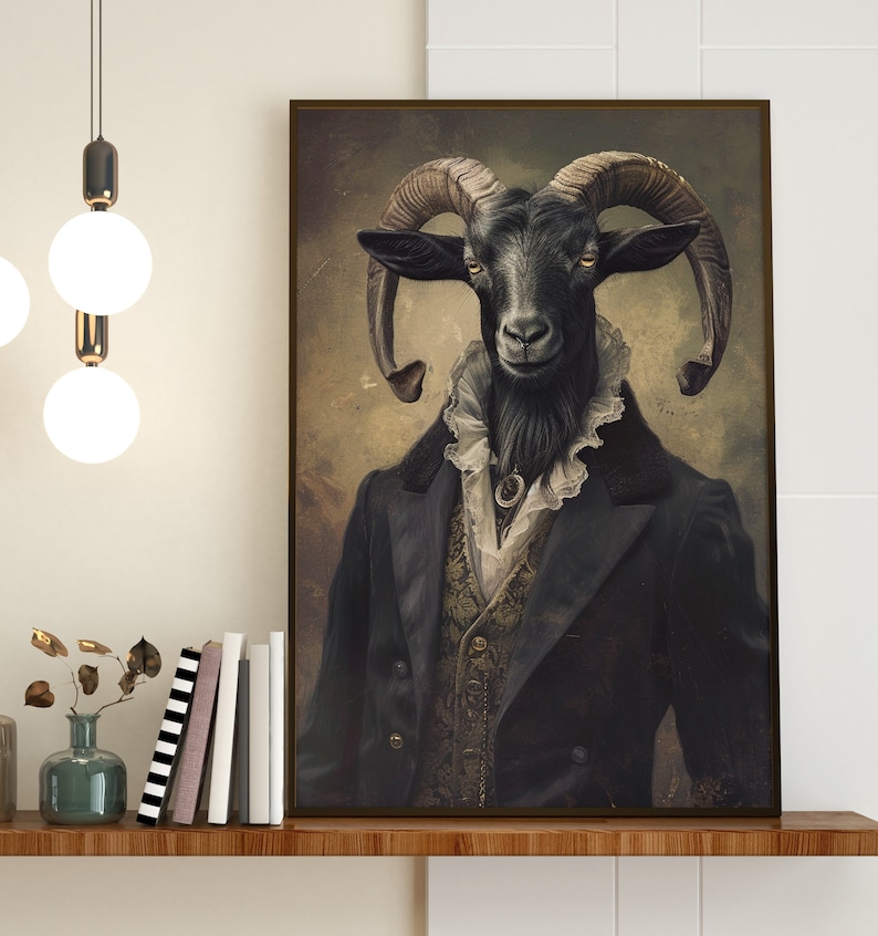 Mr Goat Victorian Wall Art Poster, Vintage Animal Wall Art, Bookish ...