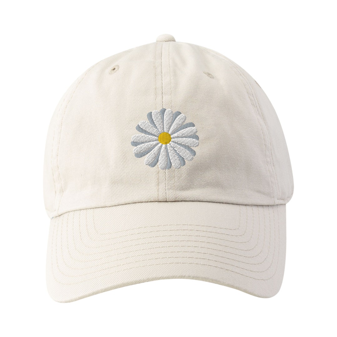 Daisy Minimal Embroidered Relaxed Fit Hat, Floral Hat, Flowers Hat ...