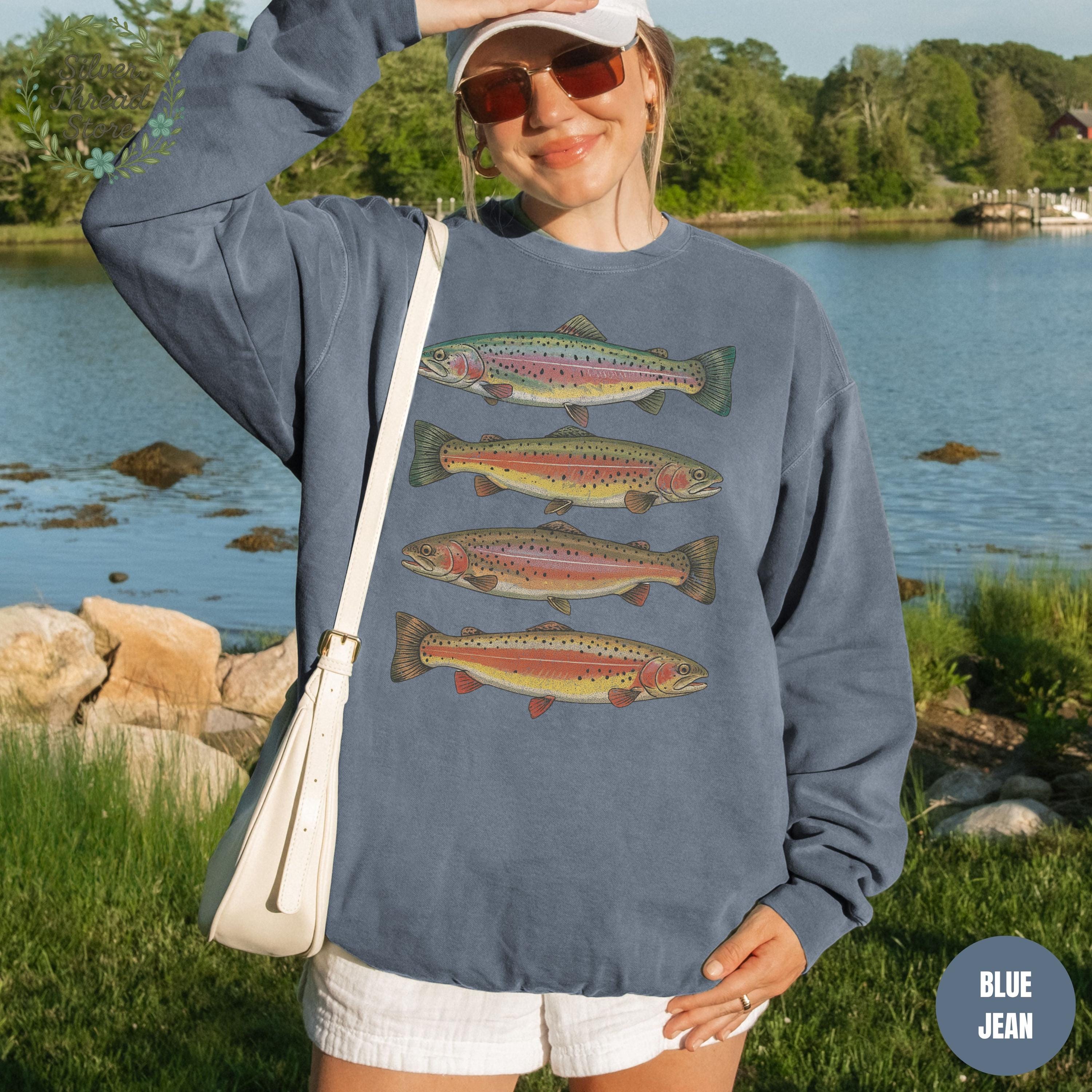 Vintage Rainbow Trout Fish Sweatshirt, Comfort Colors® Sweatshirt ...
