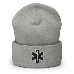 EMT Black Symbol Embroidered Warm Winter Cuffed Beanie, Emergency ...