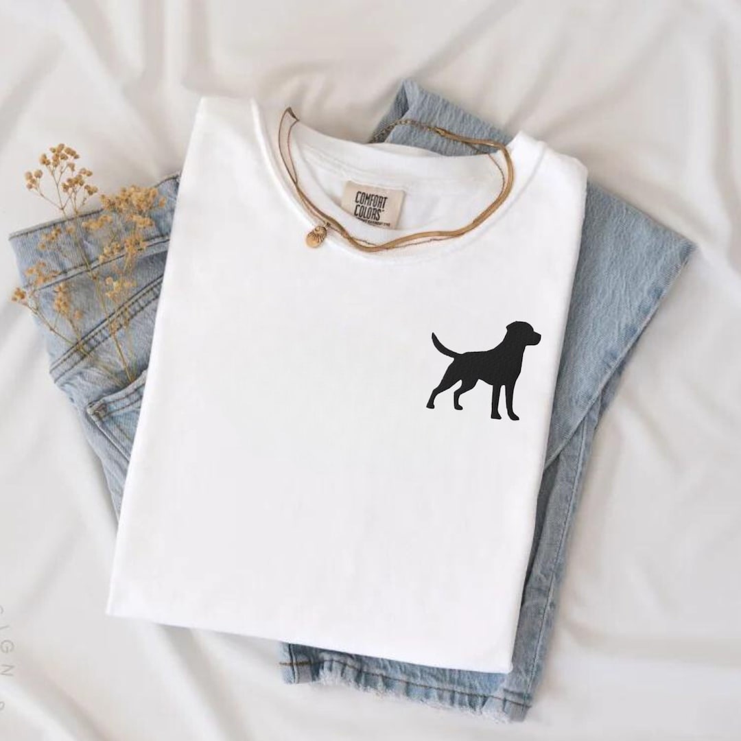 Black Lab Minimal Embroidered Comfort Colors Shirt, Black Lab T-shirt ...