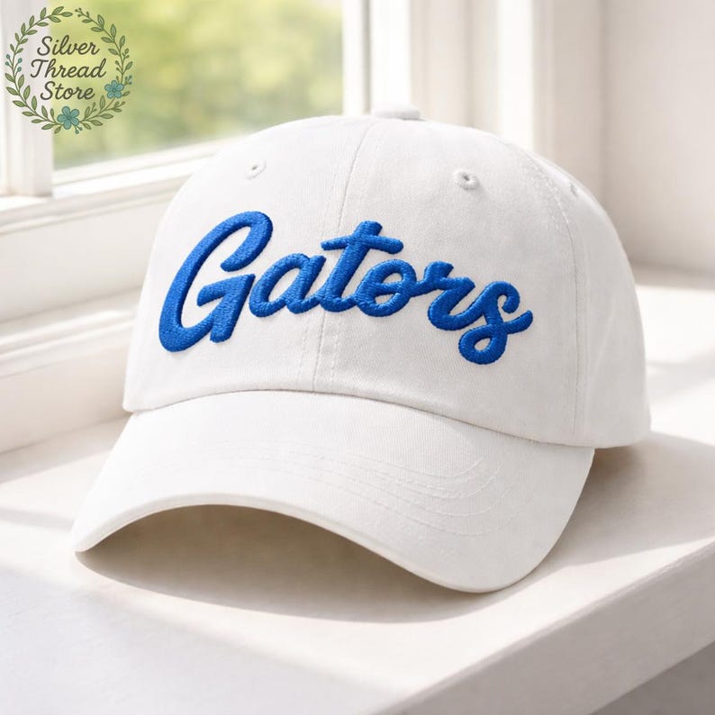Custom Gators 3D Puff Cursive Embroidered Relaxed Fit Hat, Gators Team ...