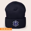 EMT Black Symbol Embroidered Warm Winter Cuffed Beanie, Emergency ...
