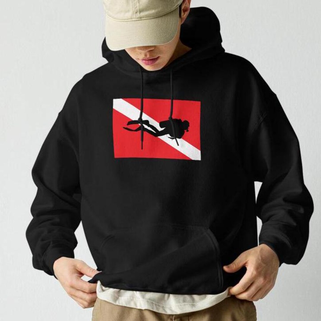 Scuba Diver Hoodie, Down Diver Flag Hoodie, Scuba Diver Gifts, Scuba ...