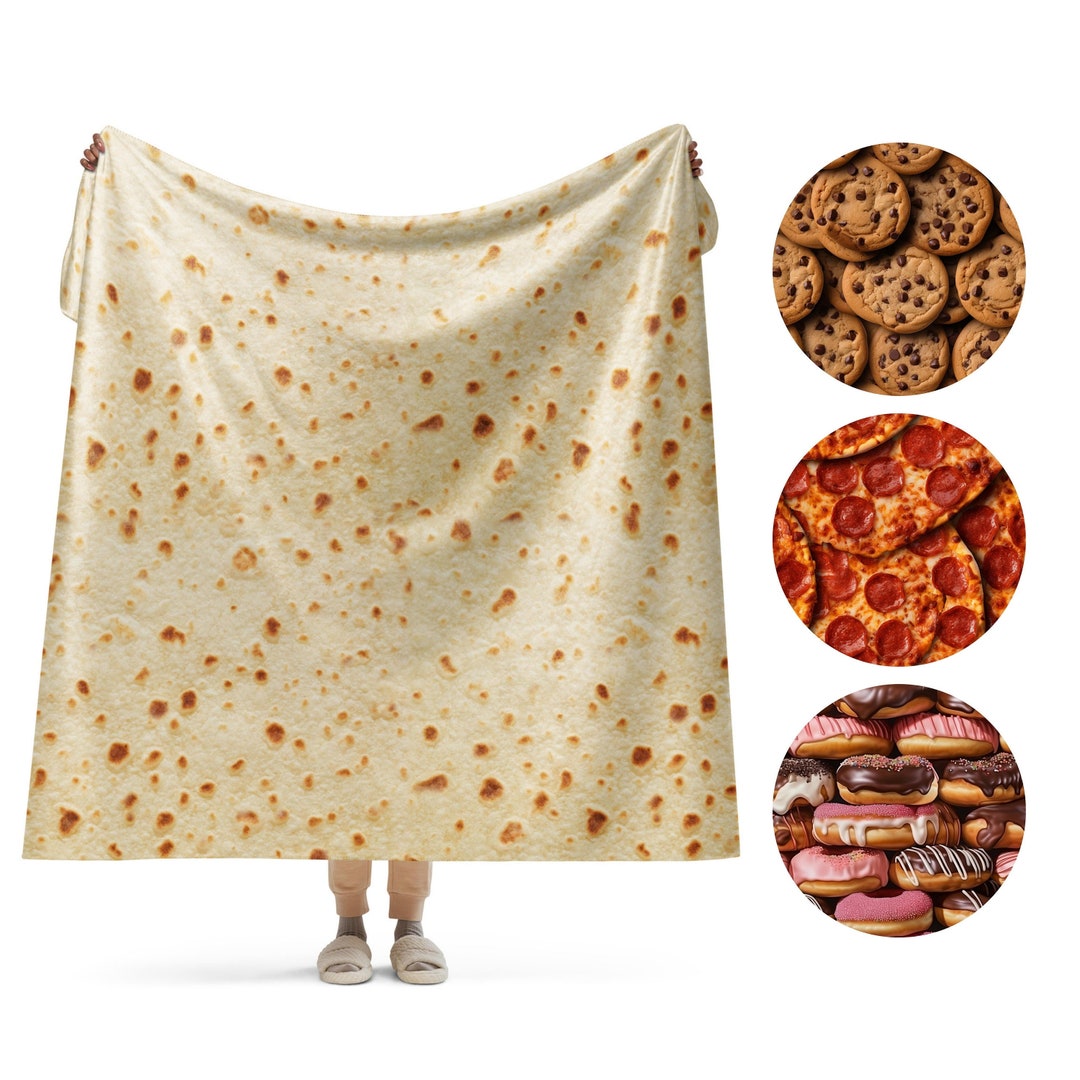 Tortilla Blanket Pepperoni Pizza Sherpa Blanket, Realistic Food Throw ...