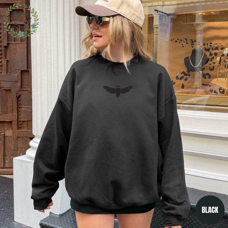 Mothman Embroidered Crewneck Unisex Sweatshirt, Mothman Fan Gift ...