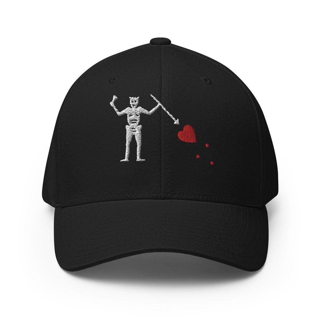 Blackbeard Pirate Flag Embroidered Flexfit Structured Twill Cap ...