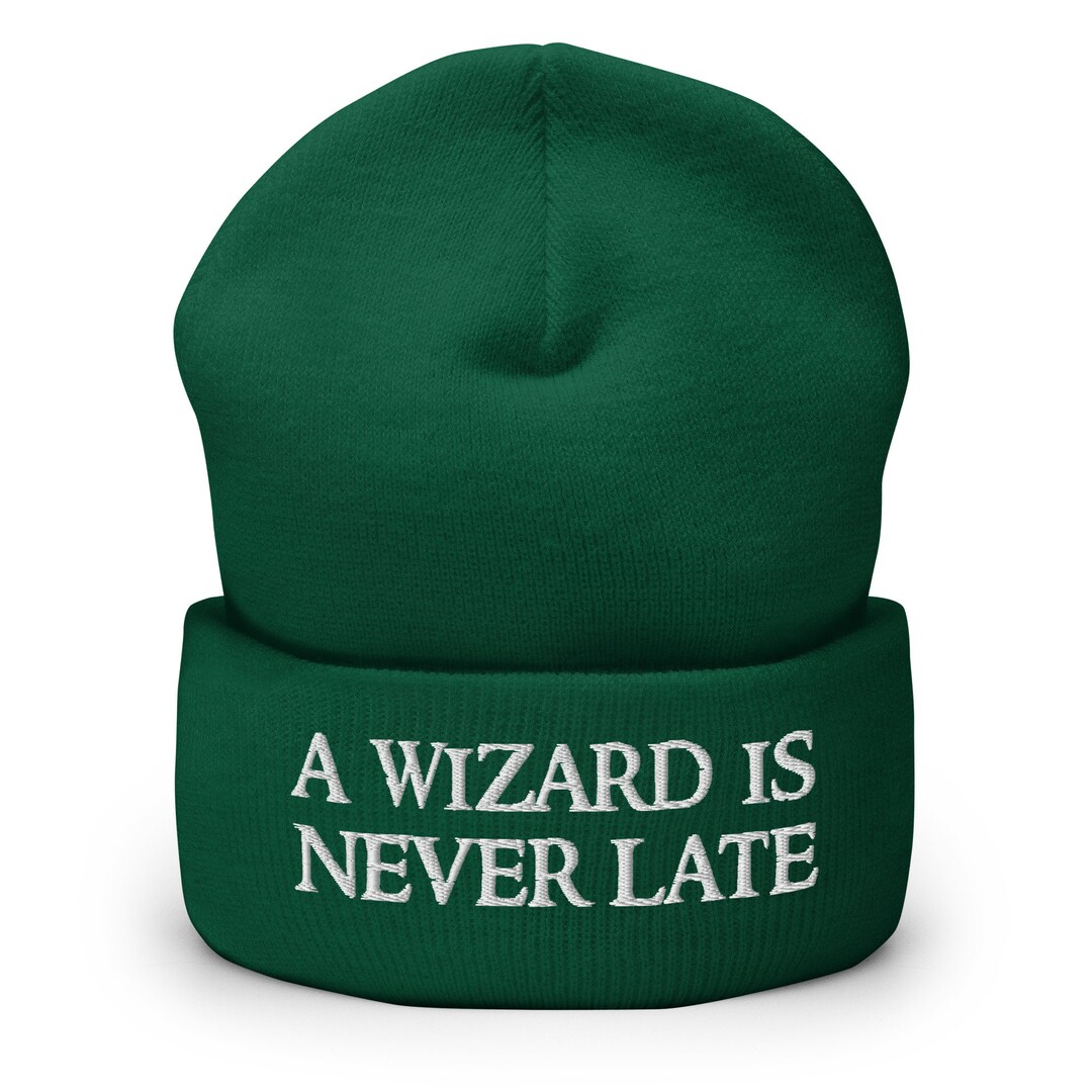 A Wizard is Never Late Embroidered Warm Cuffed Beanie Wizard - Etsy