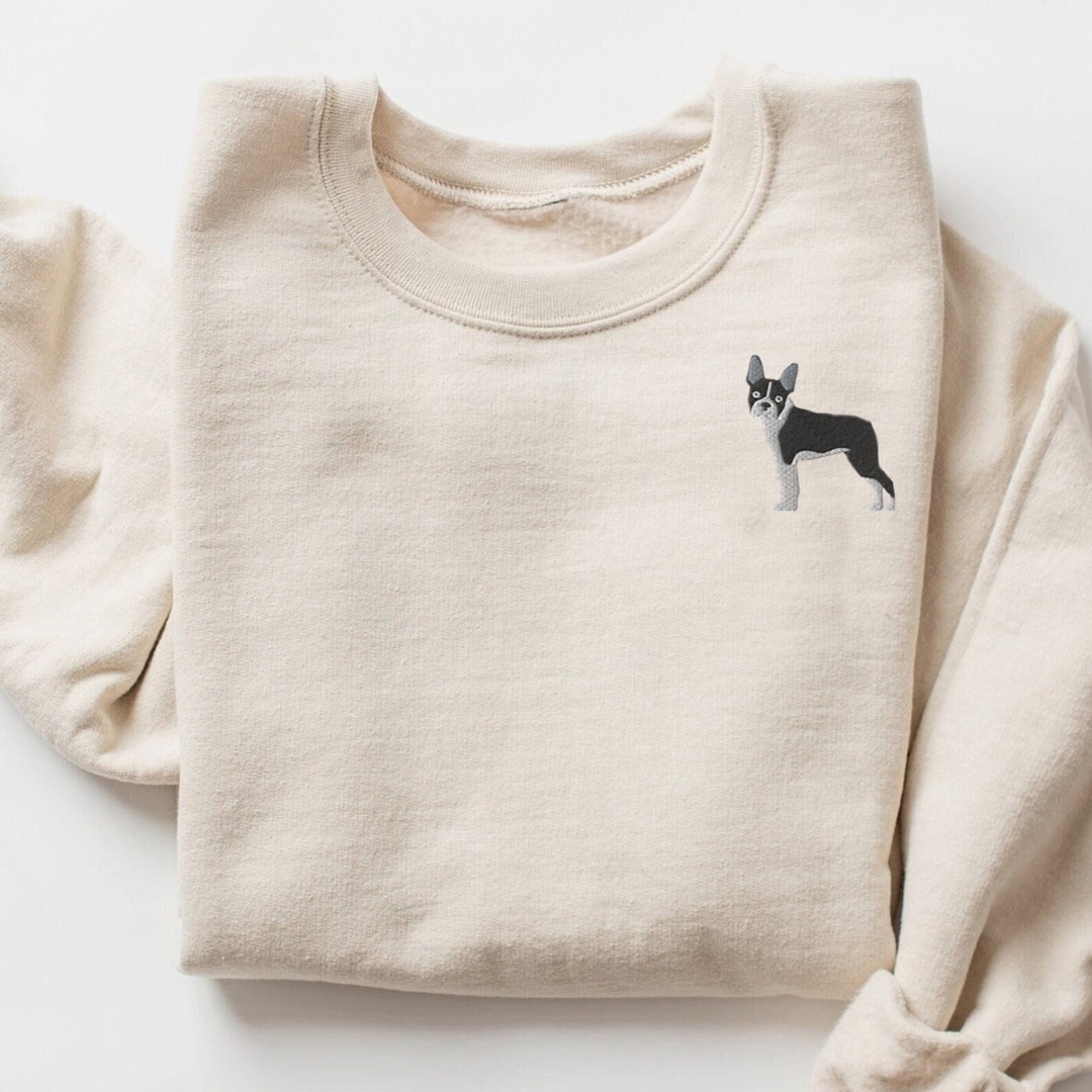 Boston Terrier Embroidered Sweatshirt, Boston Terrier Dog Gift, Boston ...