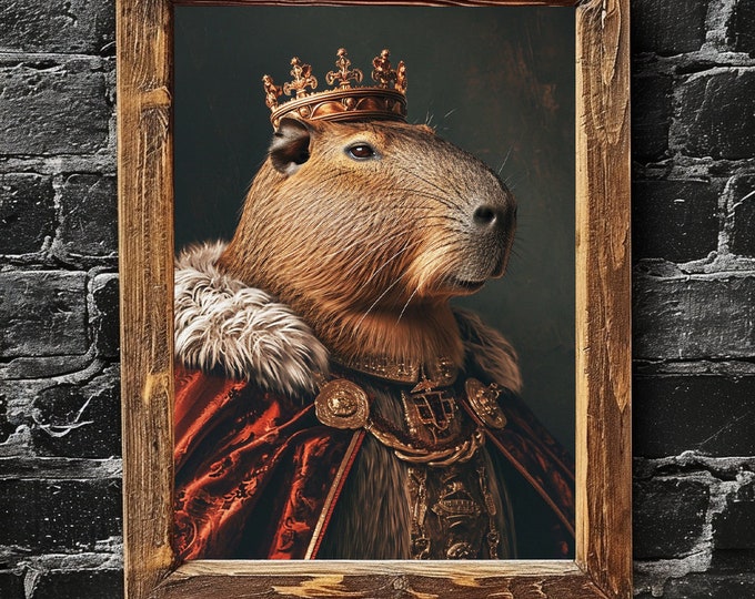 Gentleman Capybara - Victorian Artwork With Dark Floral Print ...