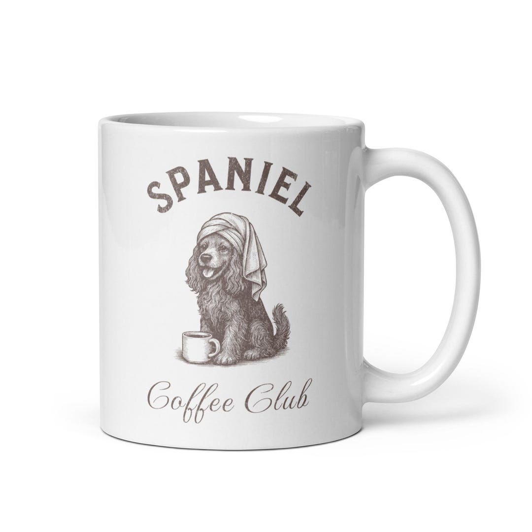 Cocker Spaniel Coffee Club White Glossy Coffee Mug, Cocker Spaniel Dog ...