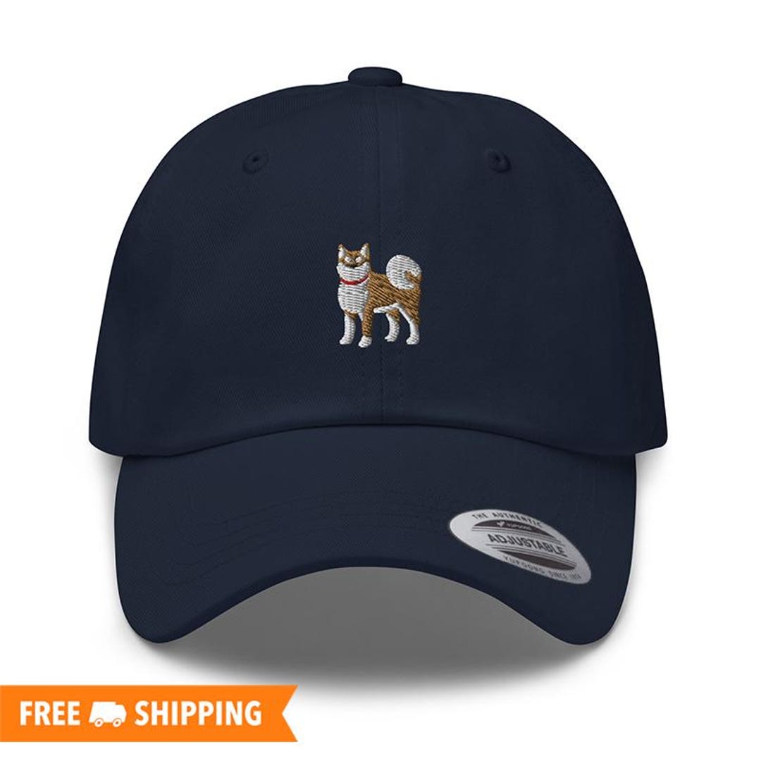 Shiba Inu Embroidered Adjustable Relaxed Fit Hat, Handmade Baseball Cap ...