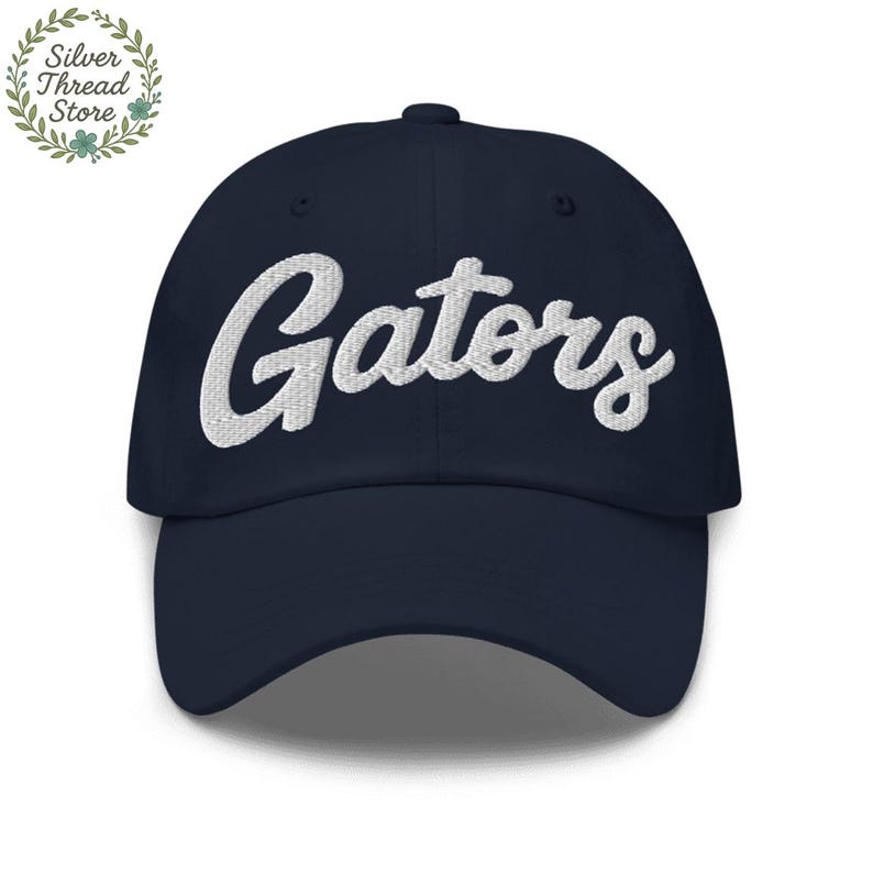 Custom Gators 3D Puff Cursive Embroidered Relaxed Fit Hat, Gators Team ...