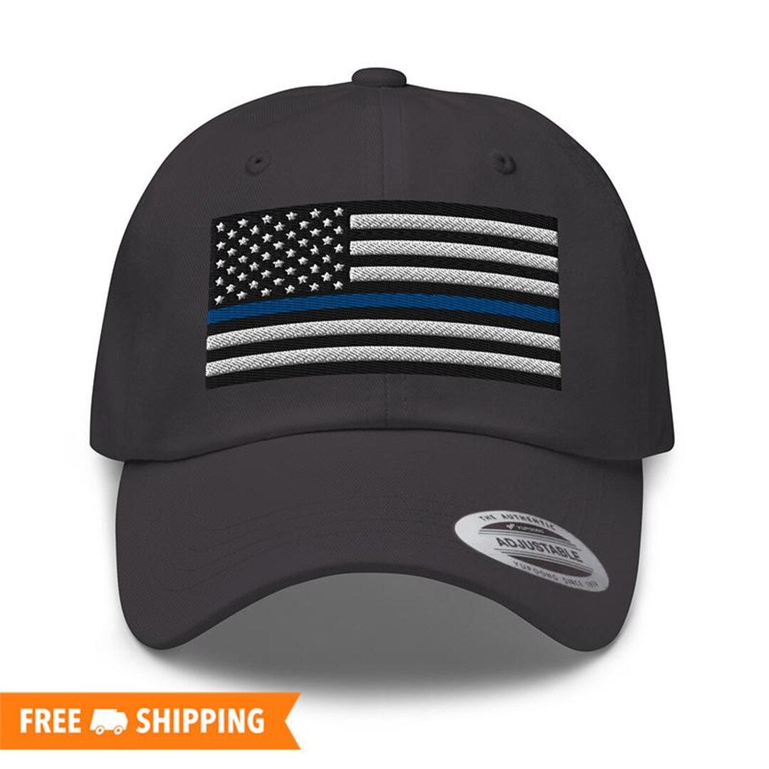 Police Officer Flag Embroidered Adjustable Relaxed Fit Hat, Police Hat ...