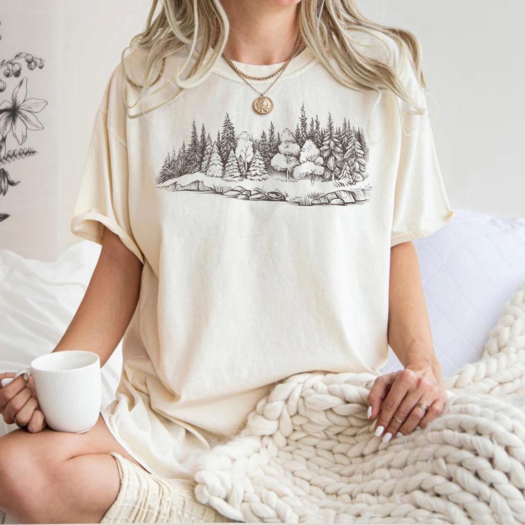 Forest Pine Trees Comfort Colors Unisex Shirt, Evergreen Trees T-shirt ...