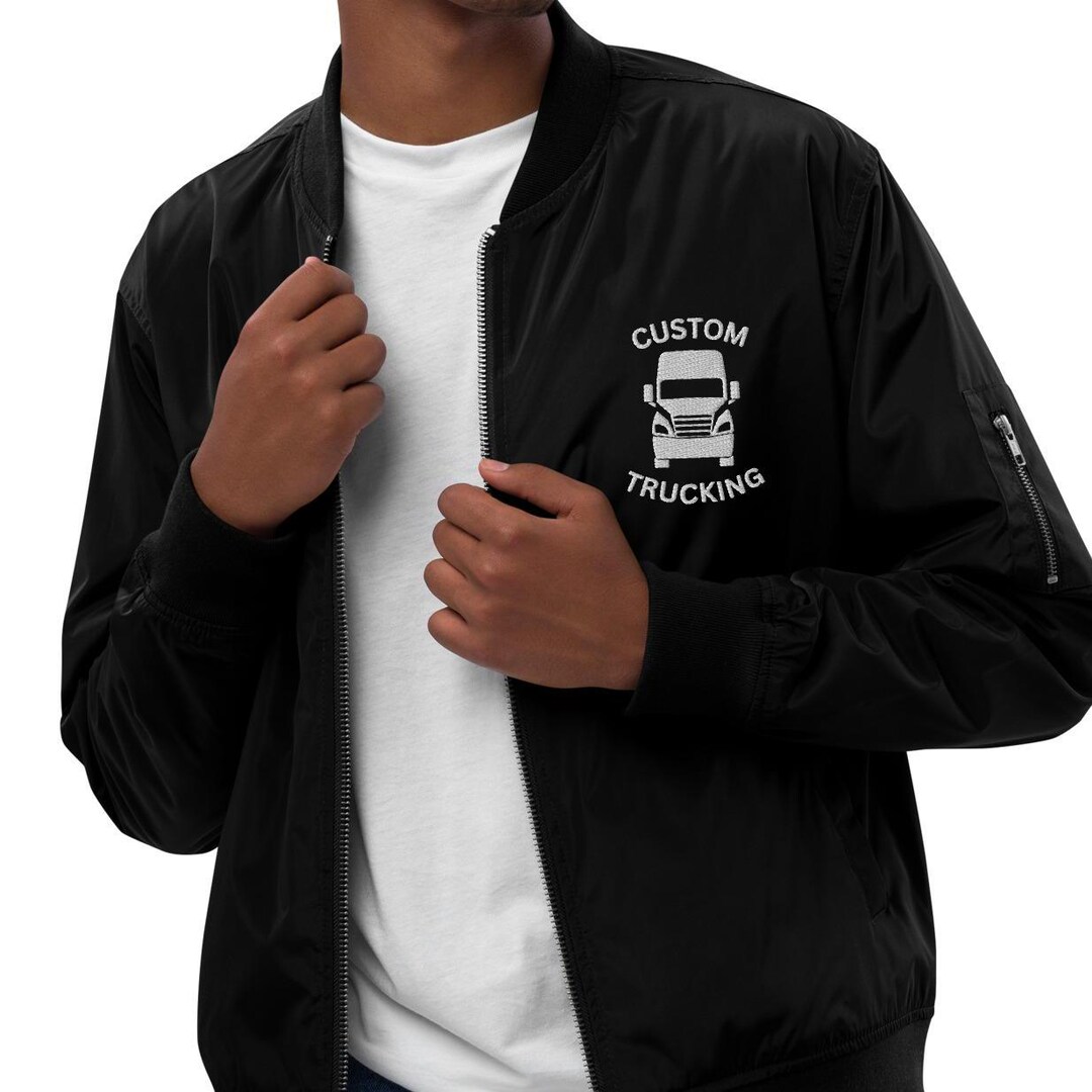 Custom Trucking Company Premium Embroidered Bomber Jacket, Custom ...