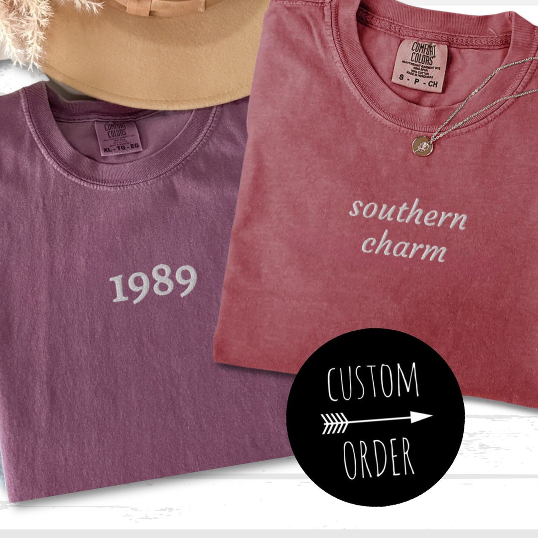 Comfort Colors Minimal Embroidered T-shirt, Custom Unisex Oversized ...