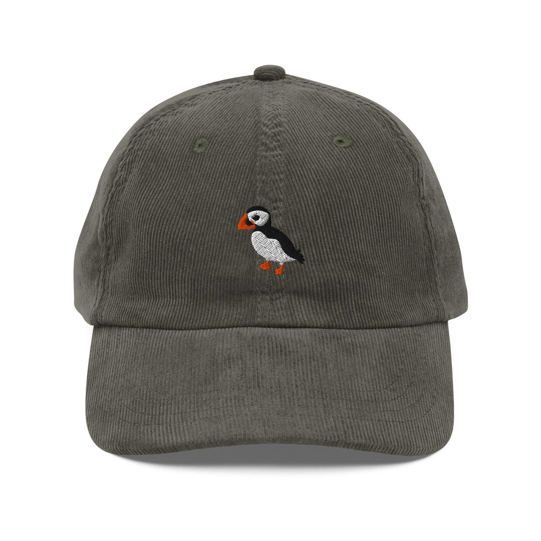 Puffin Embroidered Adjustable Vintage Corduroy Cap, Puffin Lover ...