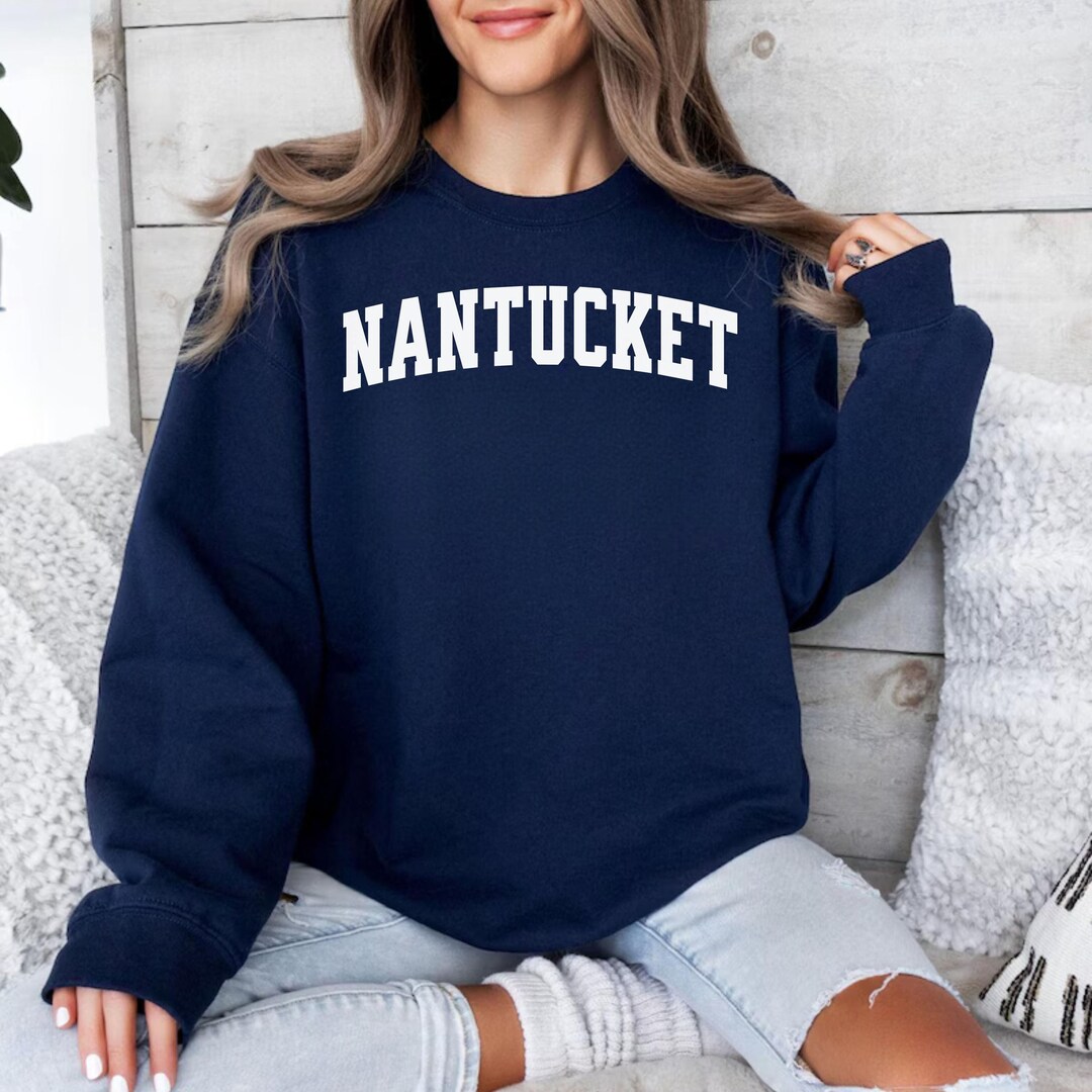 Nantucket Crewneck Unisex College Block Sweatshirt, Nantucket Cape Cod ...