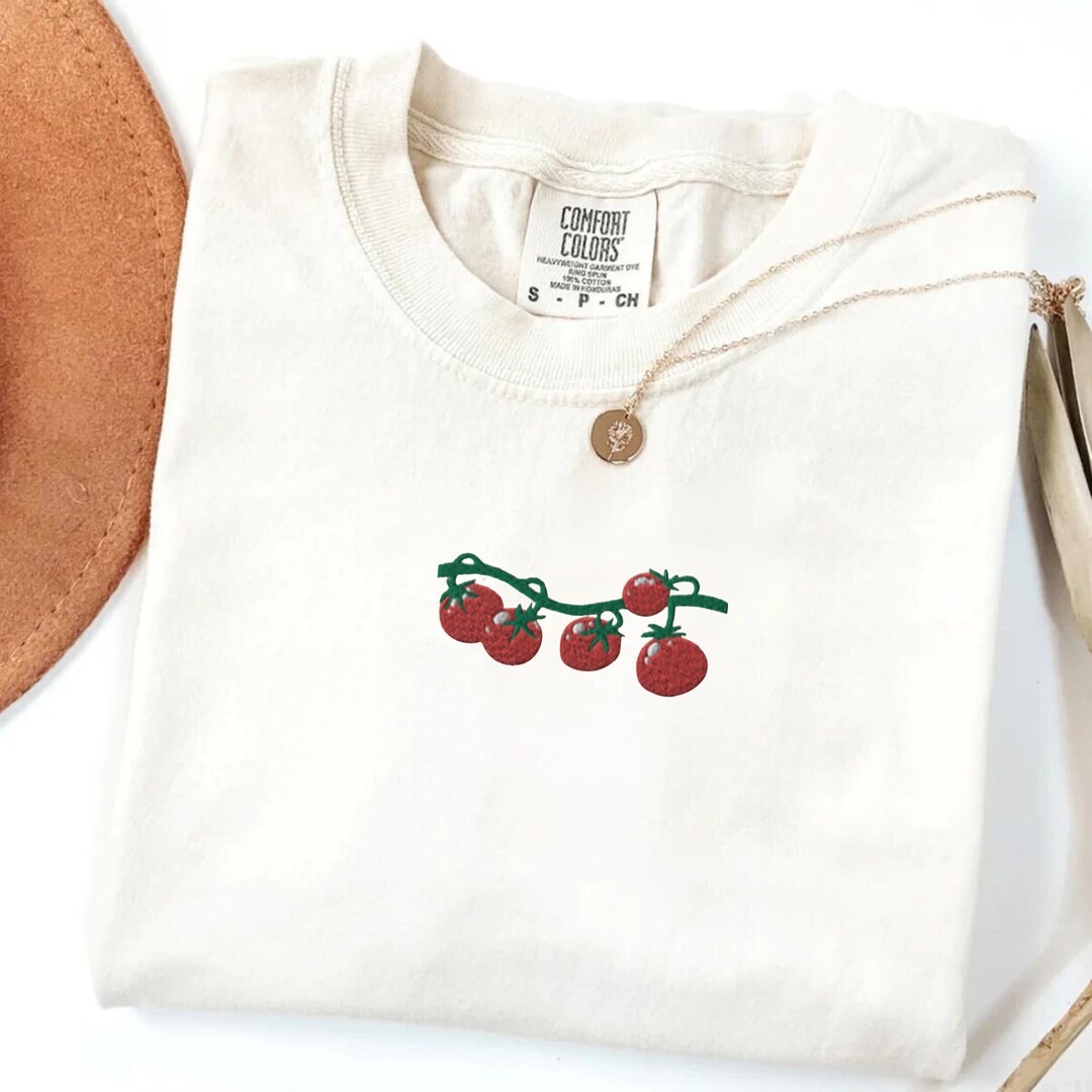 Tomato Vine Minimal Embroidered Comfort Colors T-shirt, Tomato Season ...