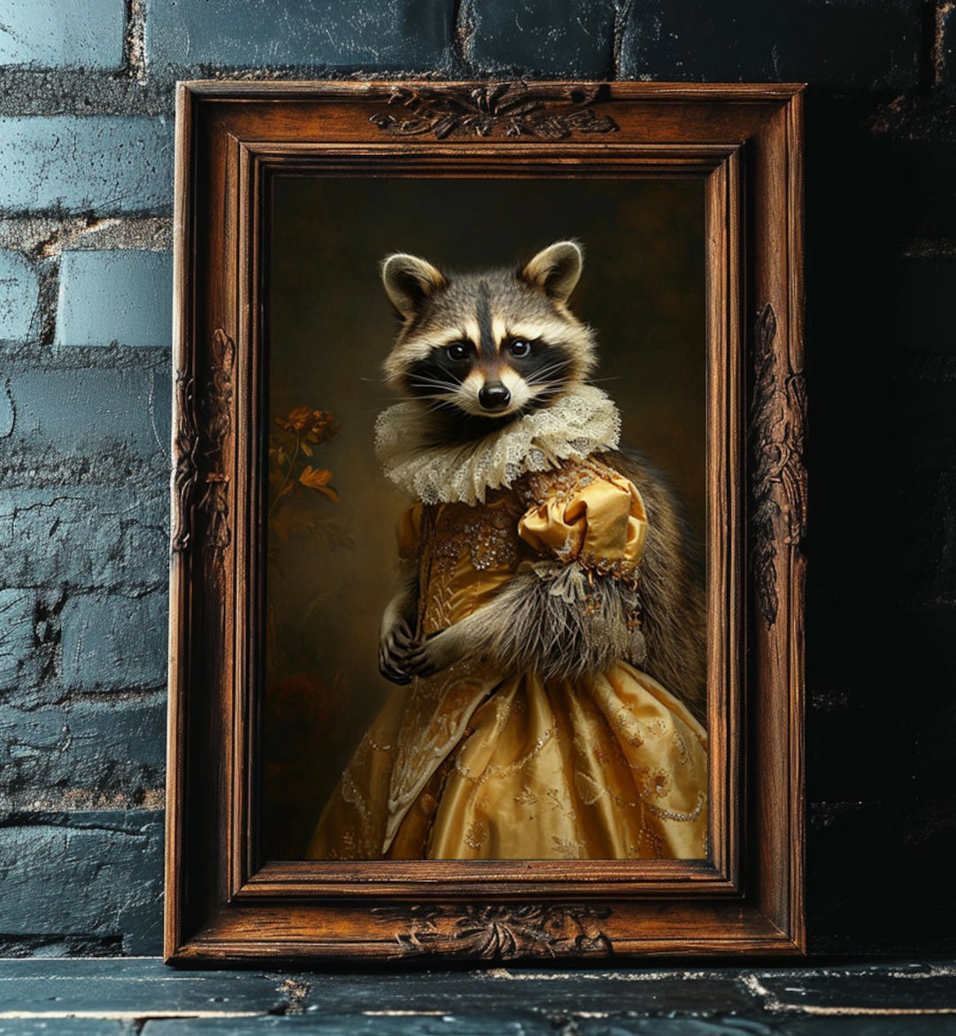 Mrs Raccoon Victorian Wall Art Poster, Vintage Animal Wall Art, Bookish ...