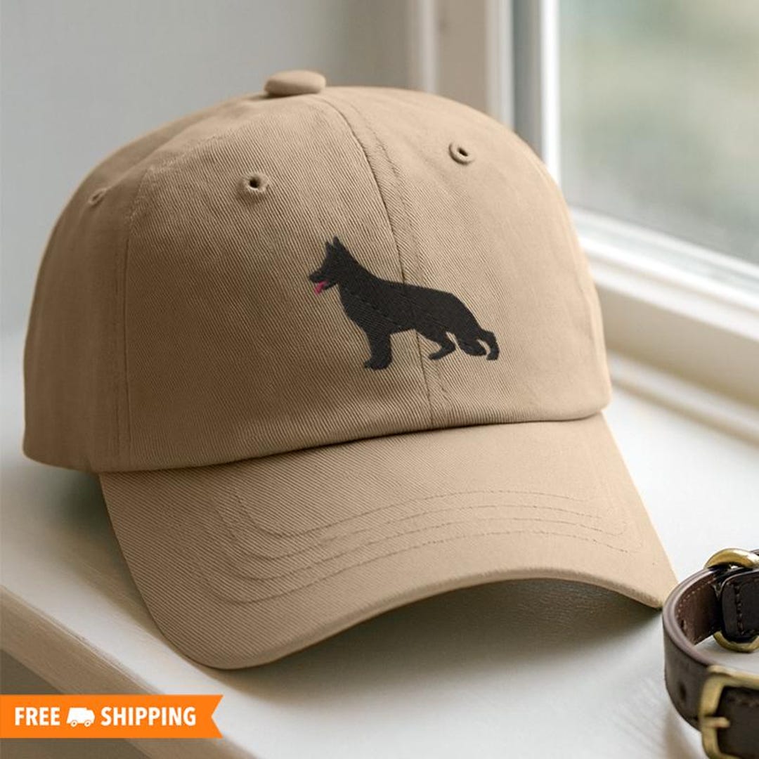 Black German Shepherd Embroidered Adjustable Dad Hat, Black German ...