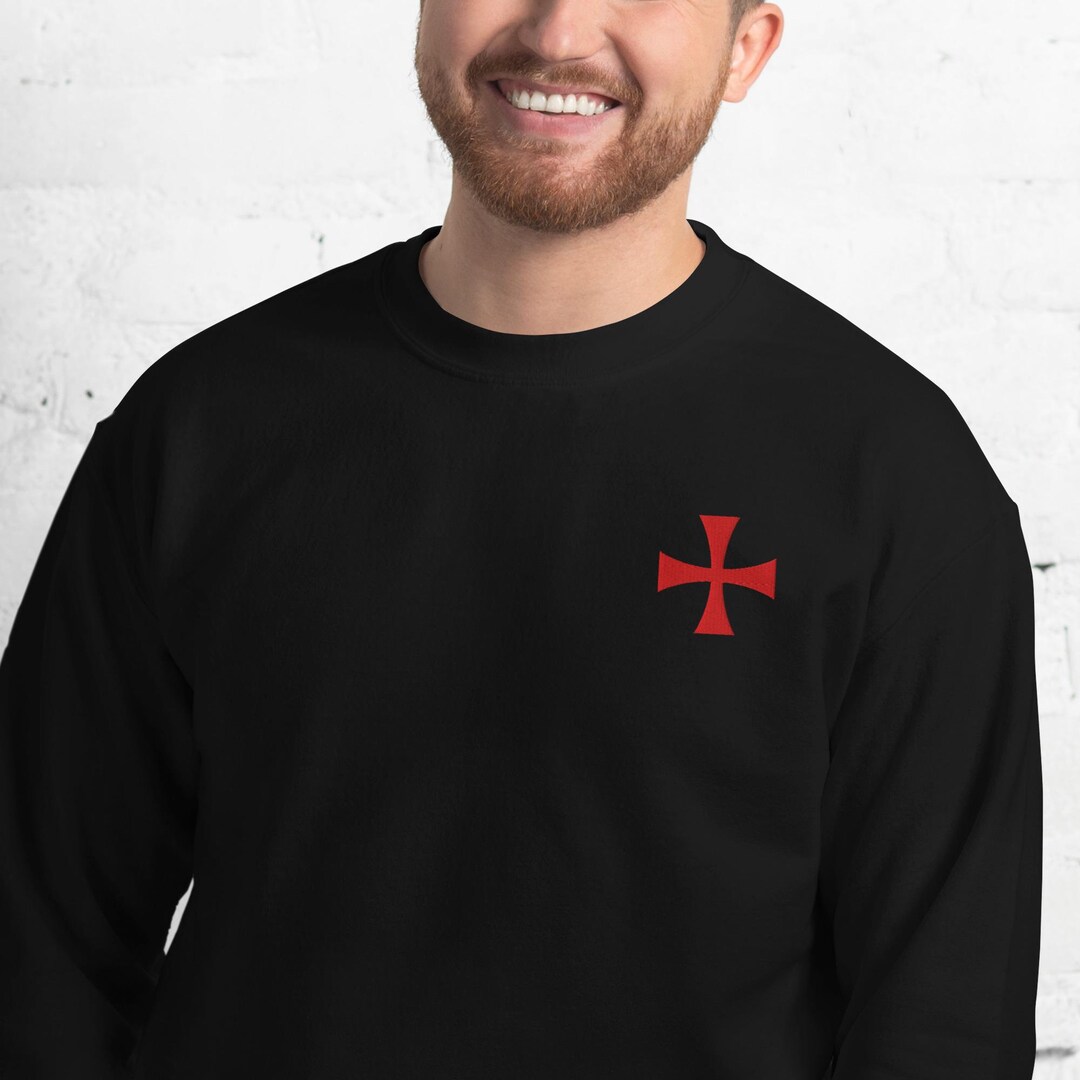 Knight Templar Cross Embroidered Unisex Crewneck Sweatshirt, Medieval ...