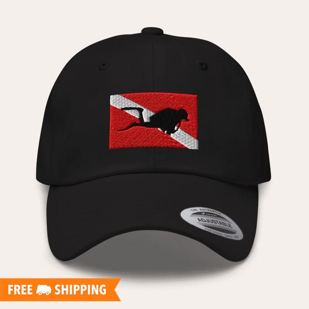 Scuba Diving Flag Embroidered Adjustable Relaxed Fit Hat, Scuba Diving ...