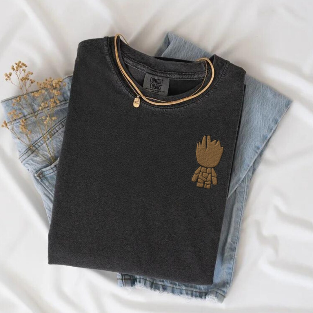 Baby Groot Minimal Embroidered Comfort Colors Heavyweight Shirt, Theme ...