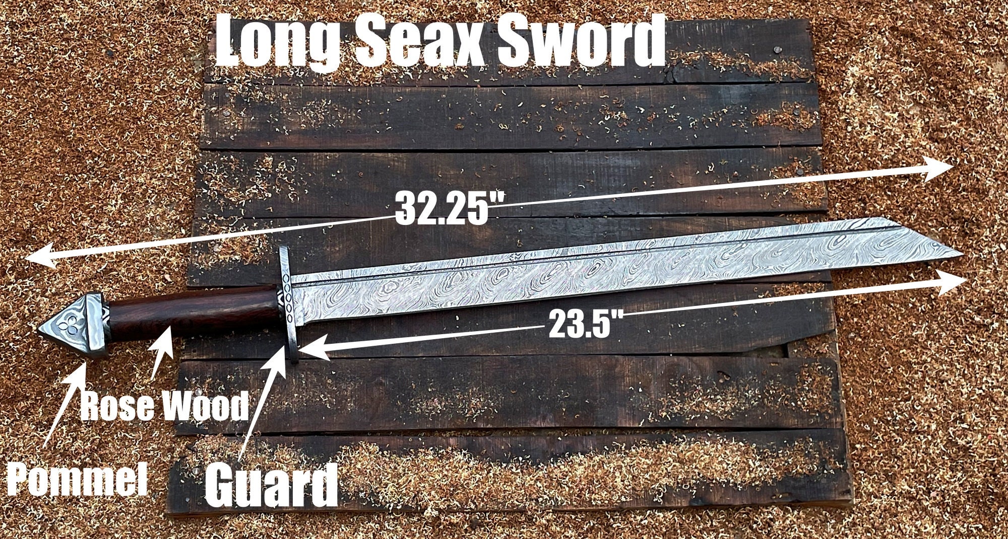 Celtic Sword Custom Handmade Damascus Steel Long Seax Sword Kpro - Etsy