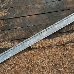 Celtic Sword Custom Handmade Damascus Steel Long Seax Sword Kpro - Etsy