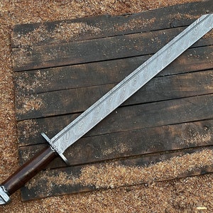 Celtic Sword Custom Handmade Damascus Steel Long Seax Sword Kpro - Etsy