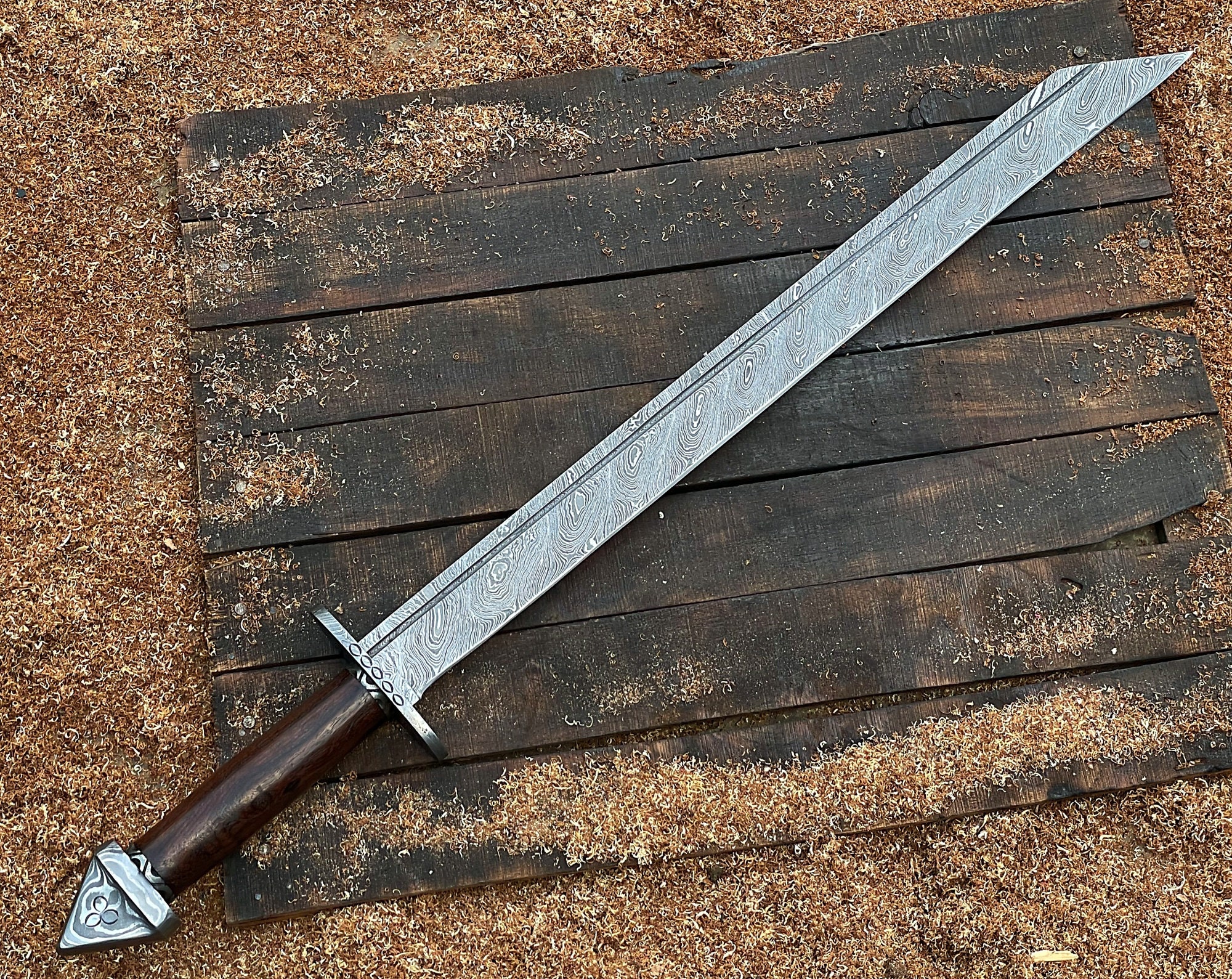 Celtic Sword Custom Handmade Damascus Steel Long Seax Sword Kpro - Etsy