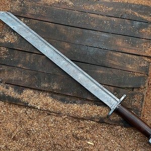 Celtic Sword Custom Handmade Damascus Steel Long Seax Sword Kpro - Etsy