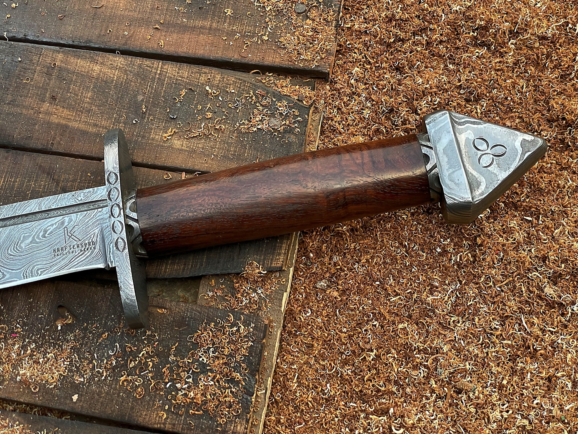 Celtic Sword Custom Handmade Damascus Steel Long Seax Sword Kpro - Etsy