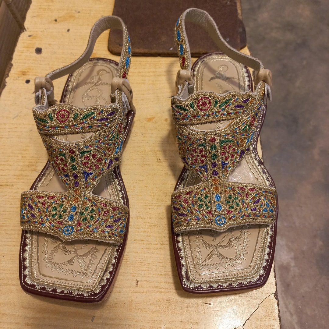 Kohati Chappal / Sandal Gents Genuine Leather Authentic Zari Work ...