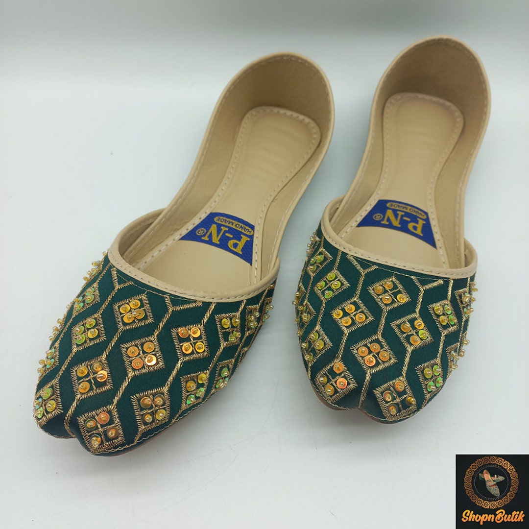 PERSONALIZED Embroidered JUTTIES, Desi Footwear for Women, Beautiful ...