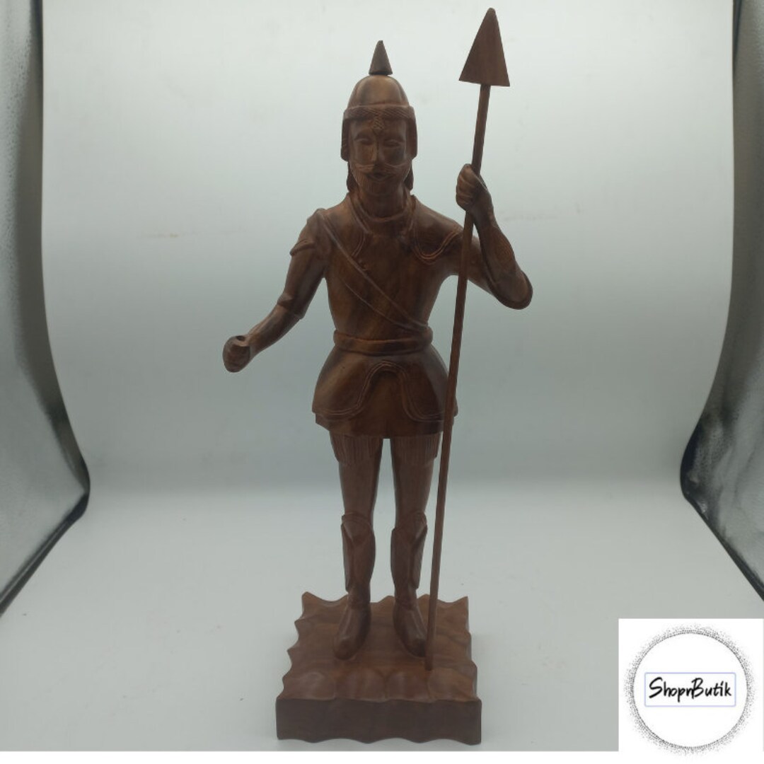 Unique Pakistani Samurai Wood Sculpture, Wooden Statue, Home Decoration ...