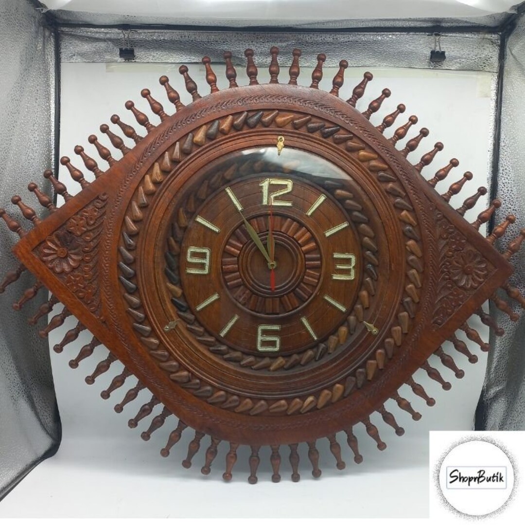 Wooden Wall Clock With Eye Design, Wall Decoration Clock, Wooden Large ...