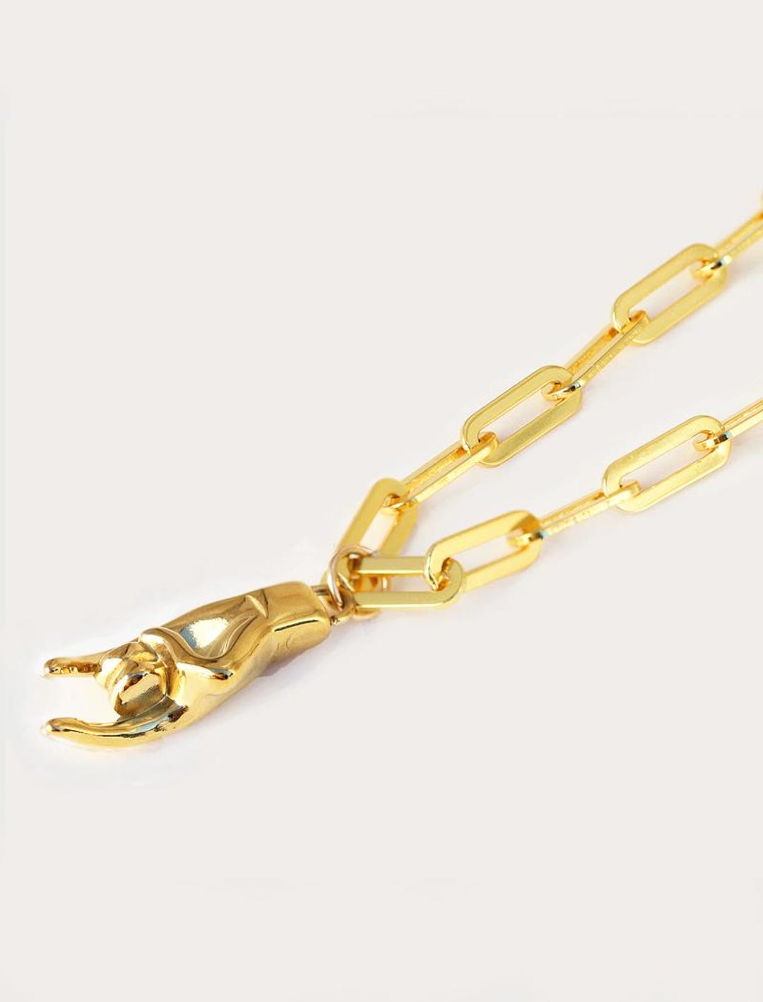 ITALIAN HAND Charm Chain Bracelet | Waterproof | 18K Gold PVD Stainless ...