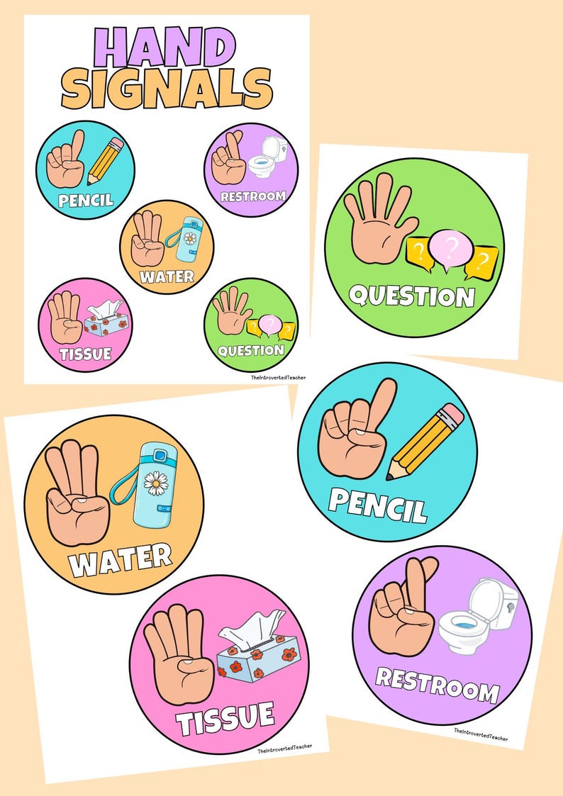Classroom Hand Signals Poster – Multiple Versions Included - Etsy