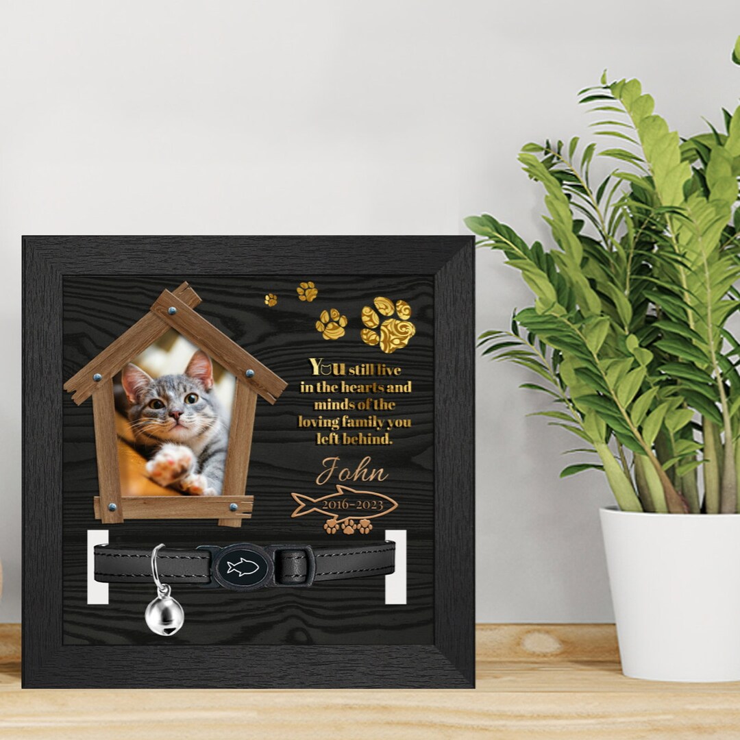 Personalized Memorial Pet Collar Frame, Cat Loss Picture Frame, Cat ...