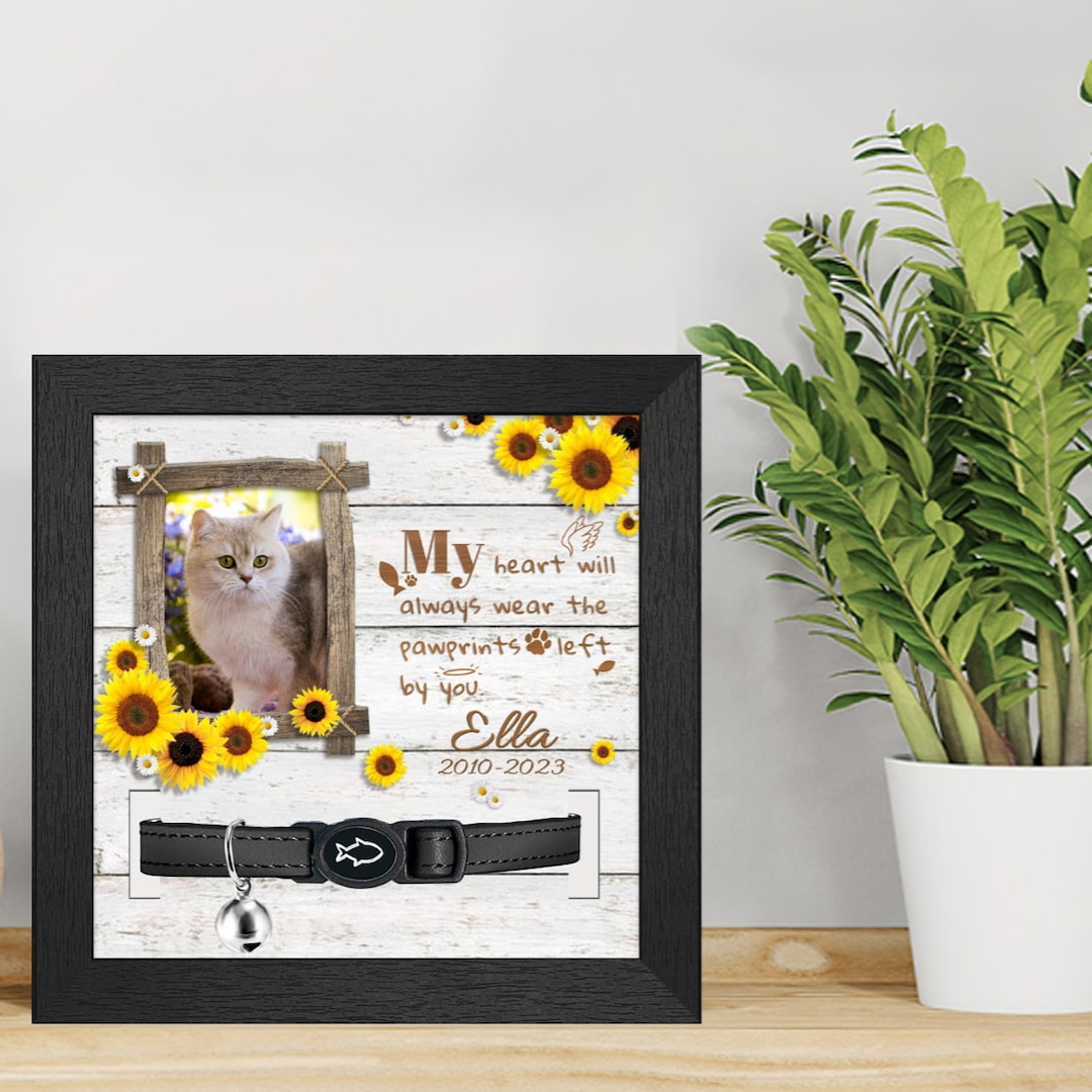 Personalized Memorial Pet Collar Frame, Cat Loss Picture Frame, Cat ...