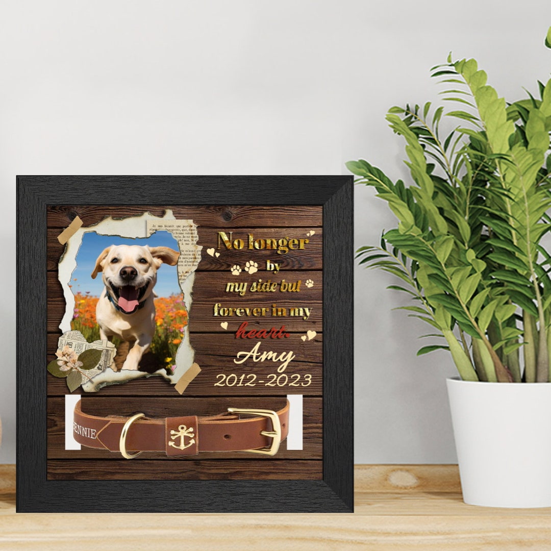 Personalized Memorial Pet Collar Frame, Dog Loss Picture Frame, Dog ...