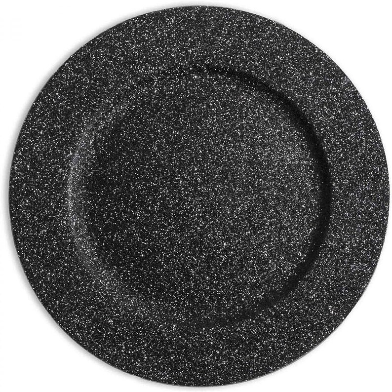 6 Pack-multi Color Glitter Heavy Duty Plastic Charger Plates - Etsy