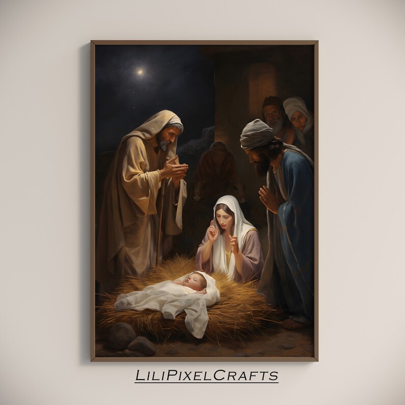 Printable Nativity Scene Birth of Jesus Christian Christmas - Etsy